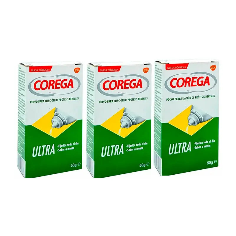 Corega Triplo Ultra Adhesive Powder, 3 x 50 gr