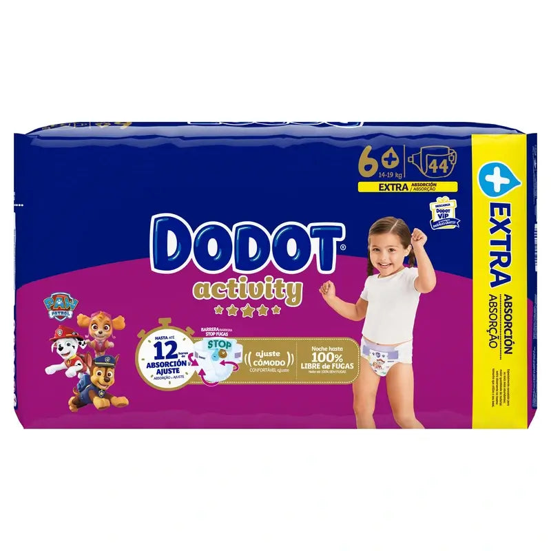 Dodot Activity Tamanho 6+ (+14 Kg), 44 fraldas