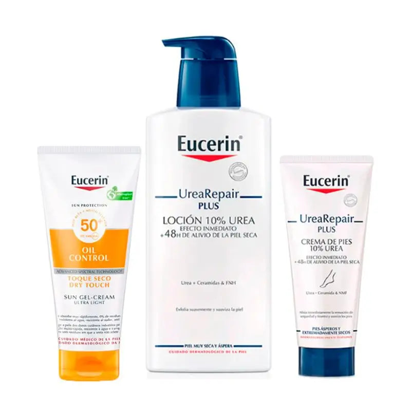 Eucerin Pack Gel Creme Toque Seco Sensível Proteger Spf 50 + 200 Ml + Creme Reparador para os ...