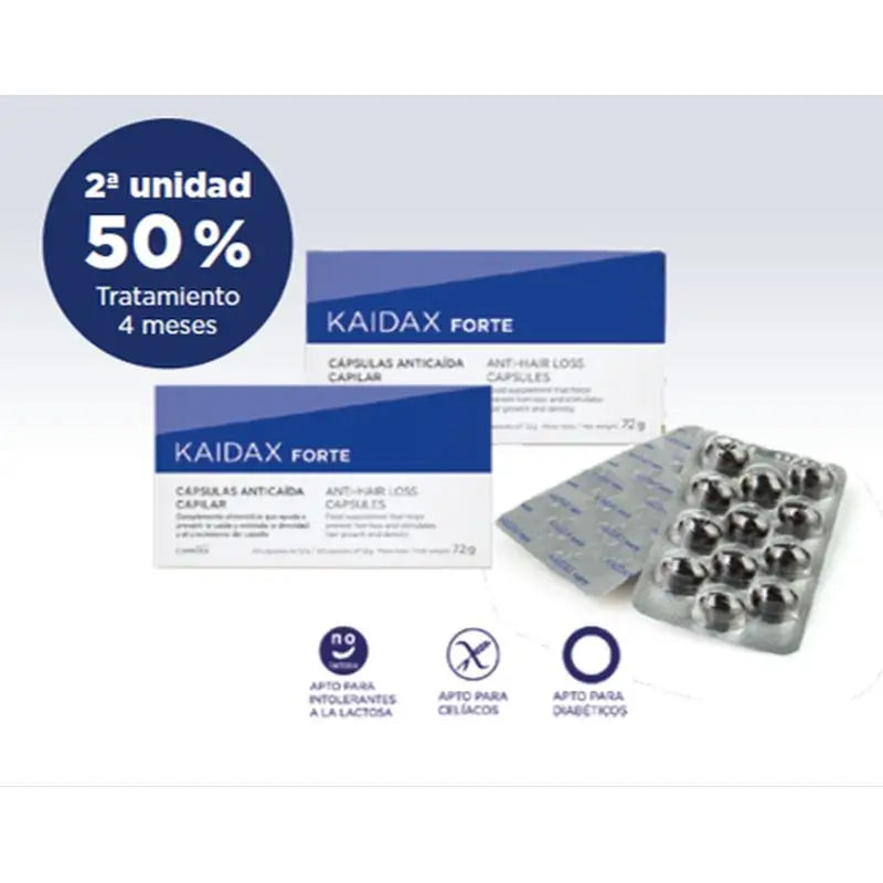 Kaidax Duplo Forte Perda de Cabelo 2 x 60 cápsulas ao melhor preço